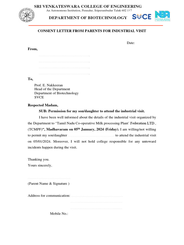 Parents IV Consent Letter AAVIN | PDF