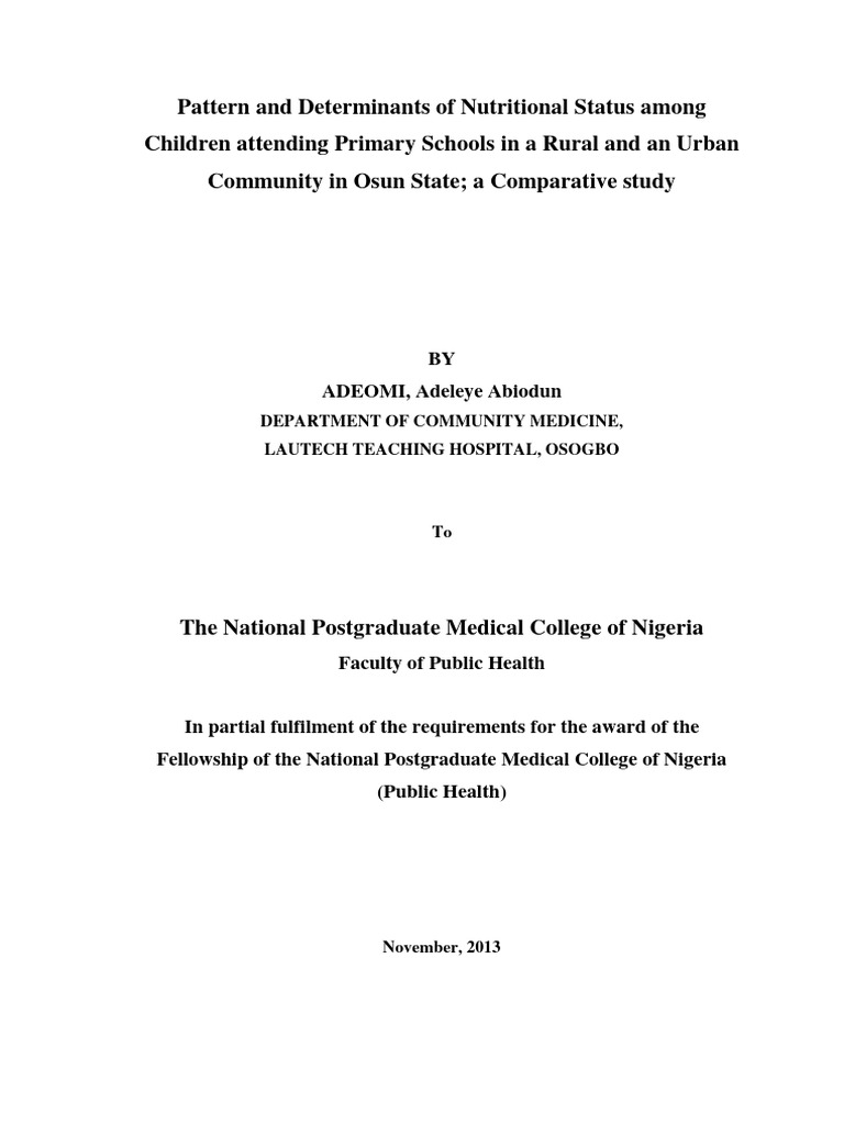 Pattern and Determinants of Nutritional Status Among | PDF | Malnutrition | Obesity