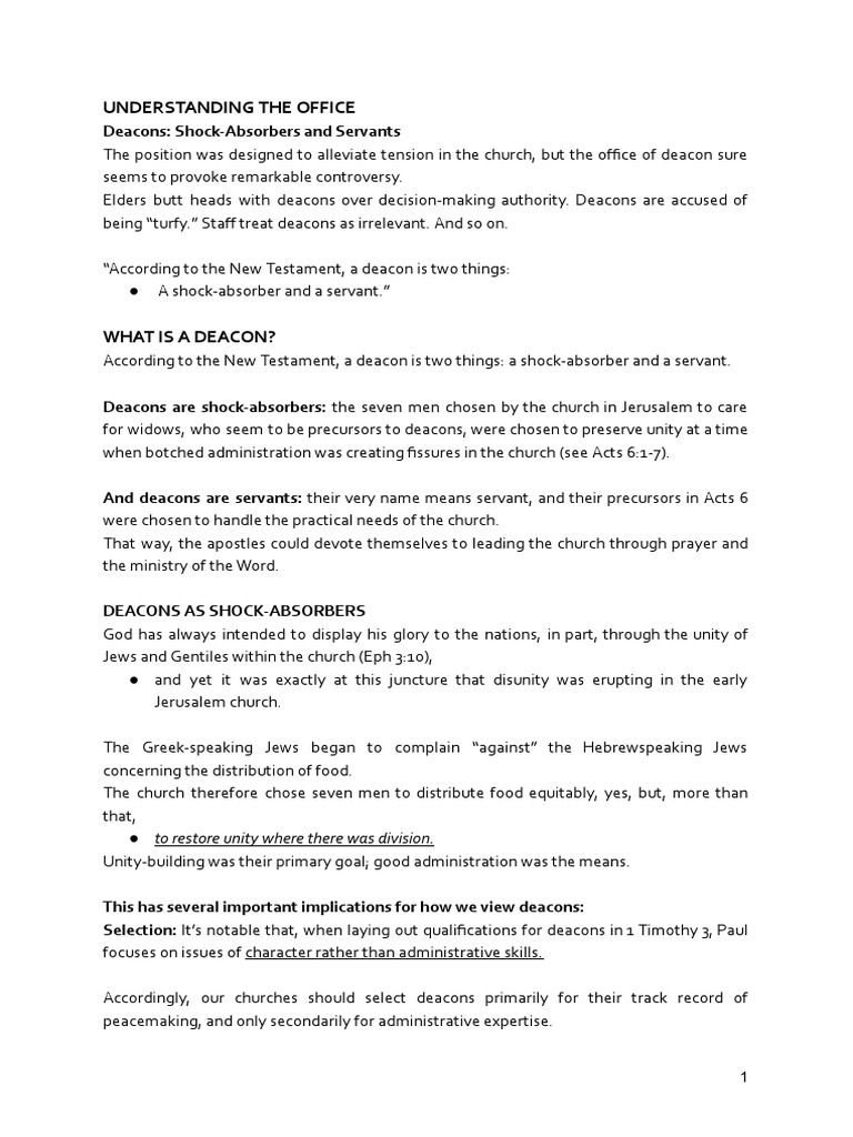 Understanding The Office | PDF | Elder (Christianity) | Deacon
