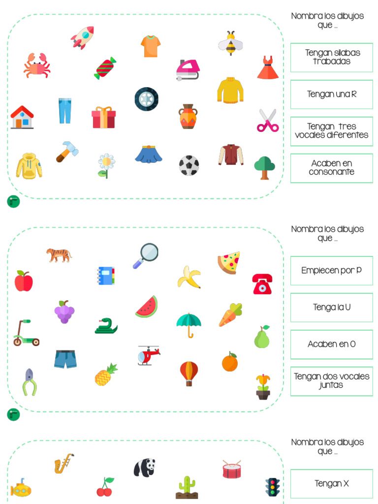 Juego Conciencia Fonologica y Atencion | PDF | Artes del Lenguaje y ...