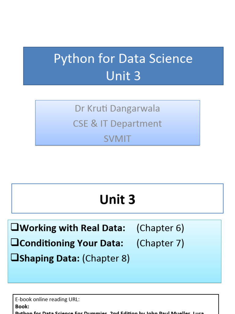 Python For Data Science Unit 3: DR Kruti Dangarwala CSE & IT Department Svmit | PDF | Databases ...