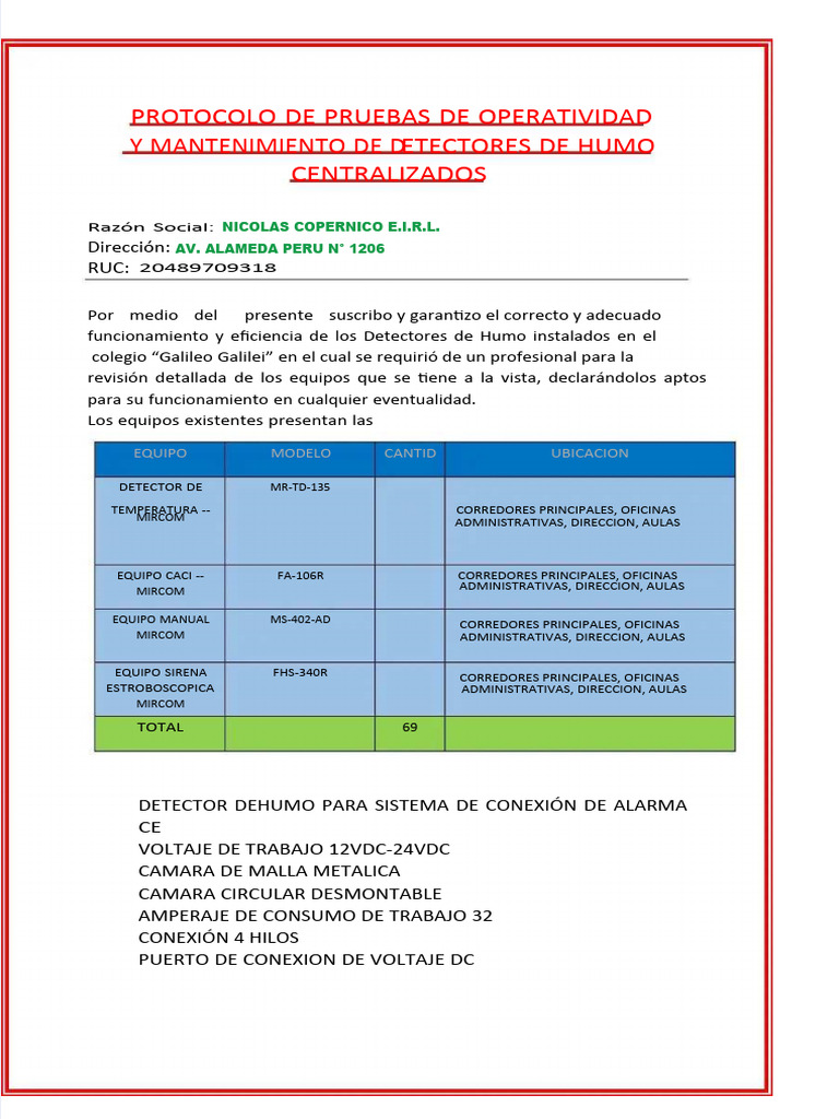 Protocolo de Pruebas de Operatividad y Mantenimiento Del Sistema | PDF