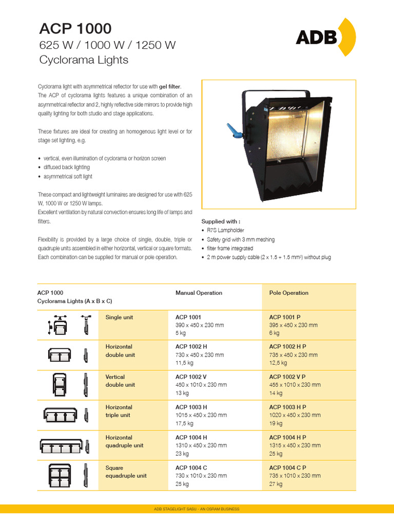 ADB ACP 1000 | PDF | Lighting | Mirror