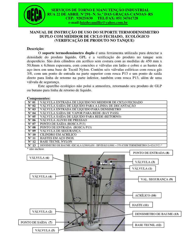 Manual do Suporte Termodensímetro Duplo | PDF | Ciências Físicas ...