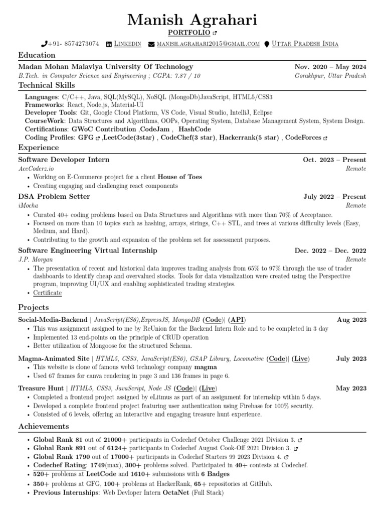 Manish Agrahari - Resume | PDF | Art | Computers