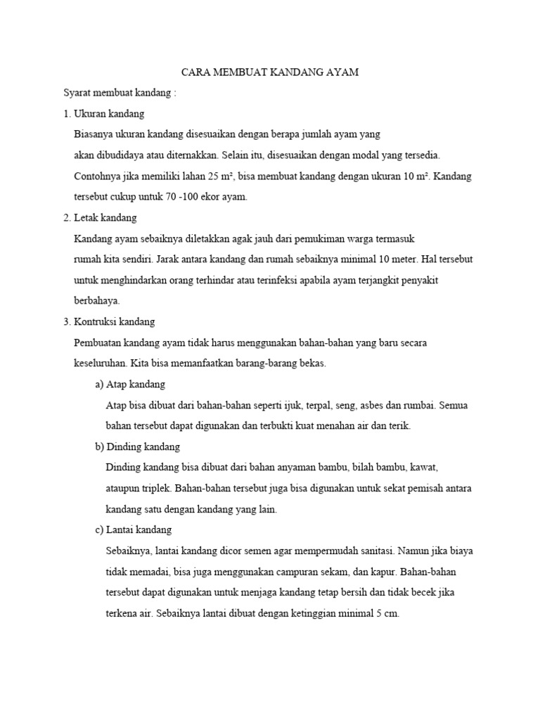 Cara Membuat Kandang Ayam (Revisi) | PDF