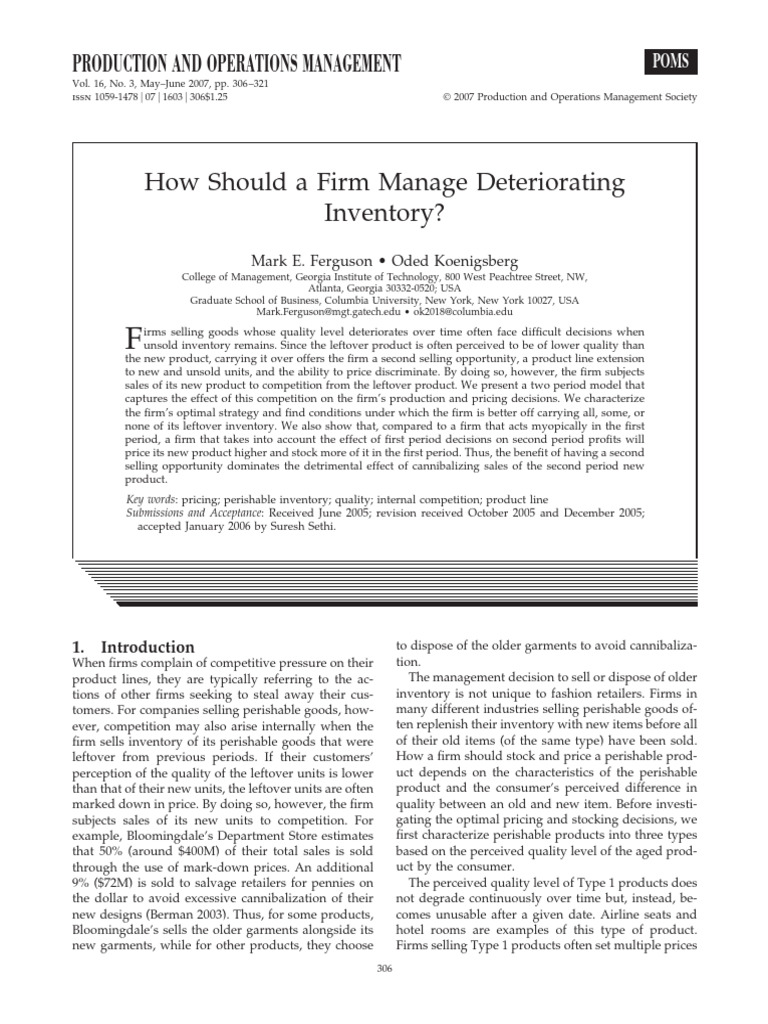 09 Manage Deteriorating Inventory Pdf Demand Pricing