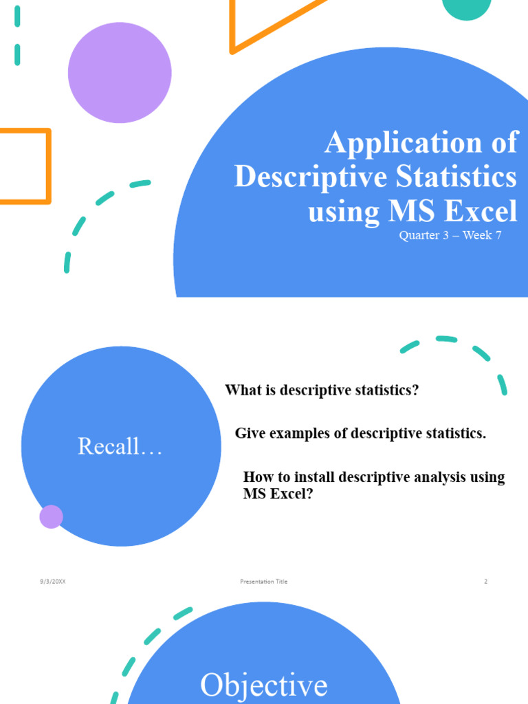 Application of Descriptive Statistics Using MS Excel | PDF Application of Descriptive Statistics Using MS Excel | PDF
