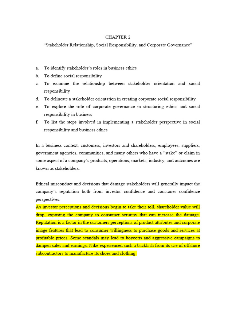 Summary Materi Chapter 2 | PDF | Corporate Social Responsibility | Reputation