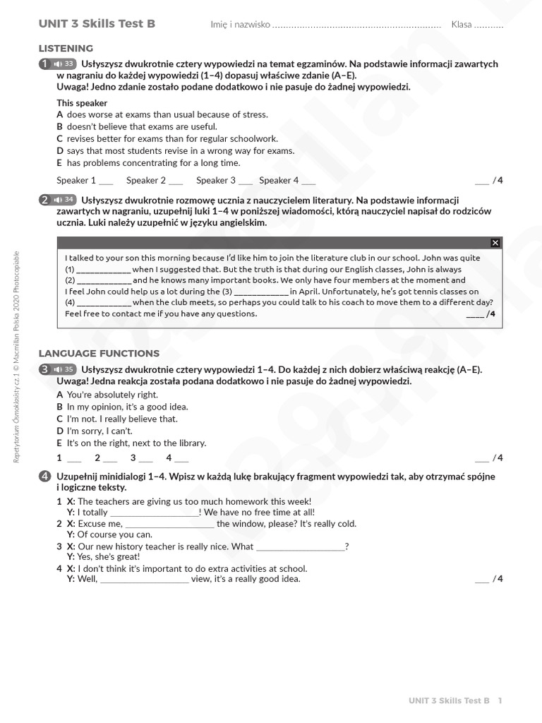 Unit 3 Repetytorium Osmoklasisty CZ 1 | PDF