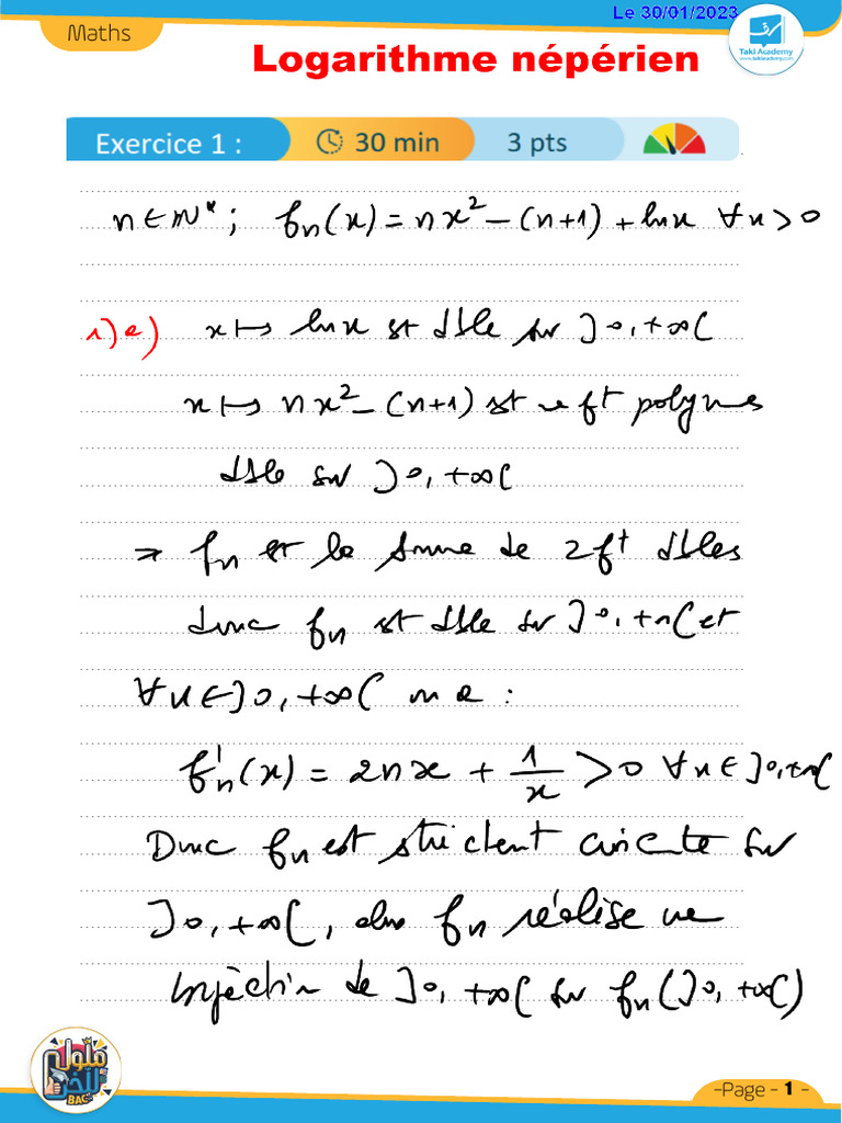Corrigé Séance - (Logarithme) | PDF