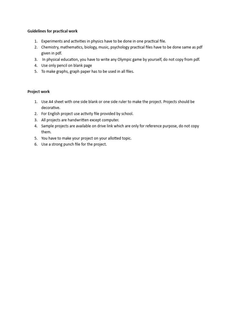 Guidelines For Practical Work | PDF