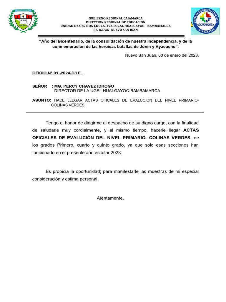 OFICIO de PARTE MENSUAL Julio 2023 | PDF