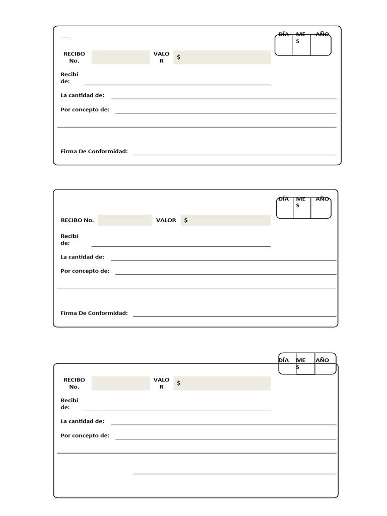 Formato de Recibo de Pago Word 1 | PDF