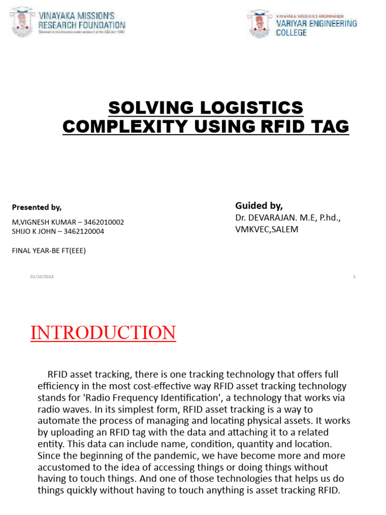 Solving Logistics Complexity Using Rfid Tag | PDF | Radio Frequency Identification | Warehouse