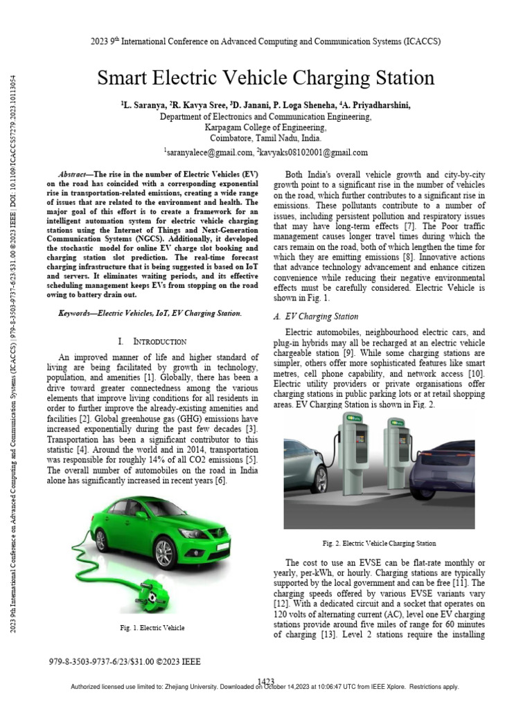 Smart Electric Vehicle Charging Station | PDF
