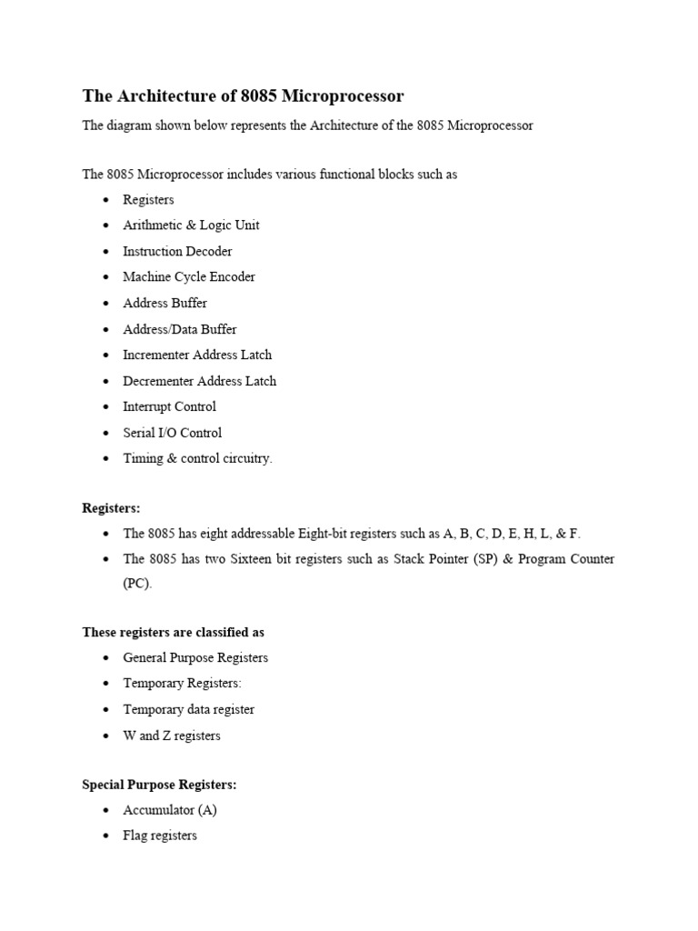 8085 Microprocessor Architecture | PDF | Central Processing Unit ...