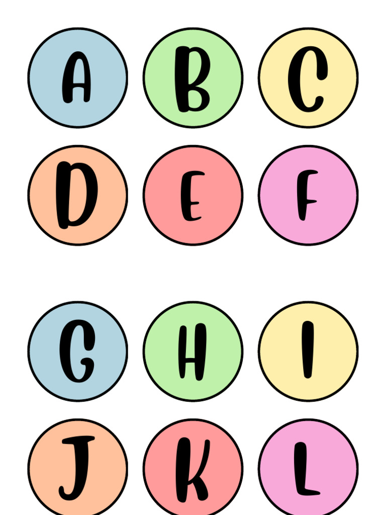 Alphabet Letters A-Z Circle Flashcards in Colorful Bold Style | PDF