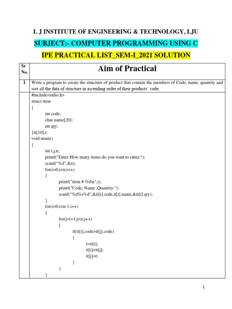 C Ipe Practicals Solution | PDF | String (Computer Science) | Computer Programming
