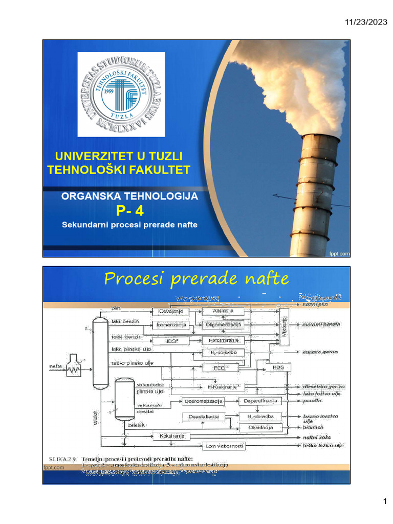 Procesi Prerade Nafte: Univerzitet U Tuzli Tehnološki Fakultet | PDF