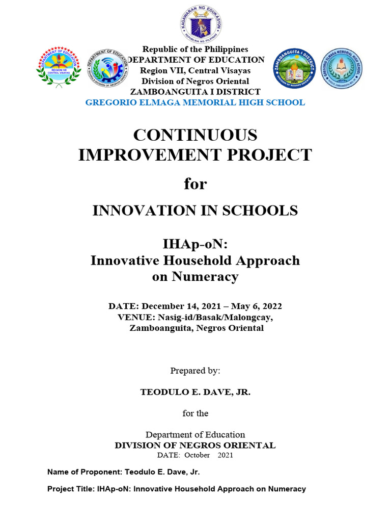 IHAp-oN - CI Project Proposal - Innovation in Schools - A4 - v2 | PDF