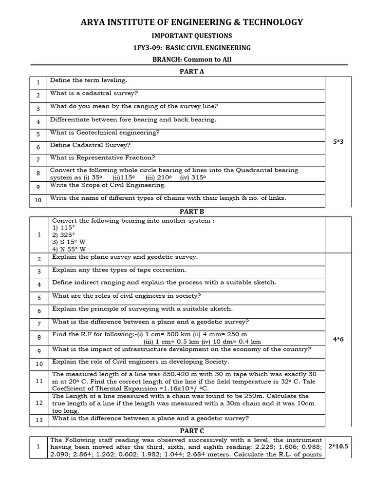 1fy3-09 Basic Civil Engineering | PDF | Surveying | Civil Engineering