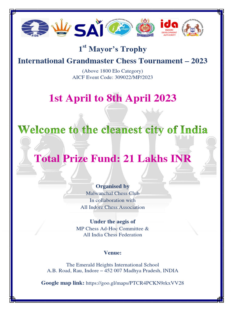 1st Indore Mayors Cup International GM Tournament 2023 6 | PDF | Chess Titles | Sports