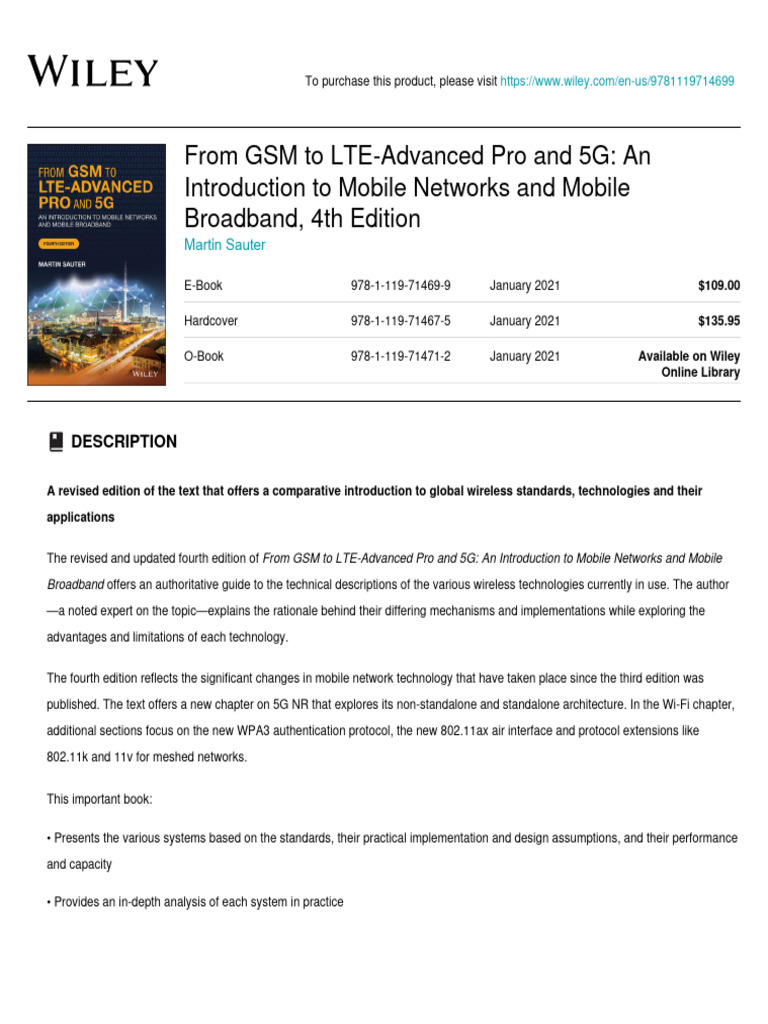 Wiley - From GSM To LTE-Advanced Pro and 5G An Introduction To Mobile ...