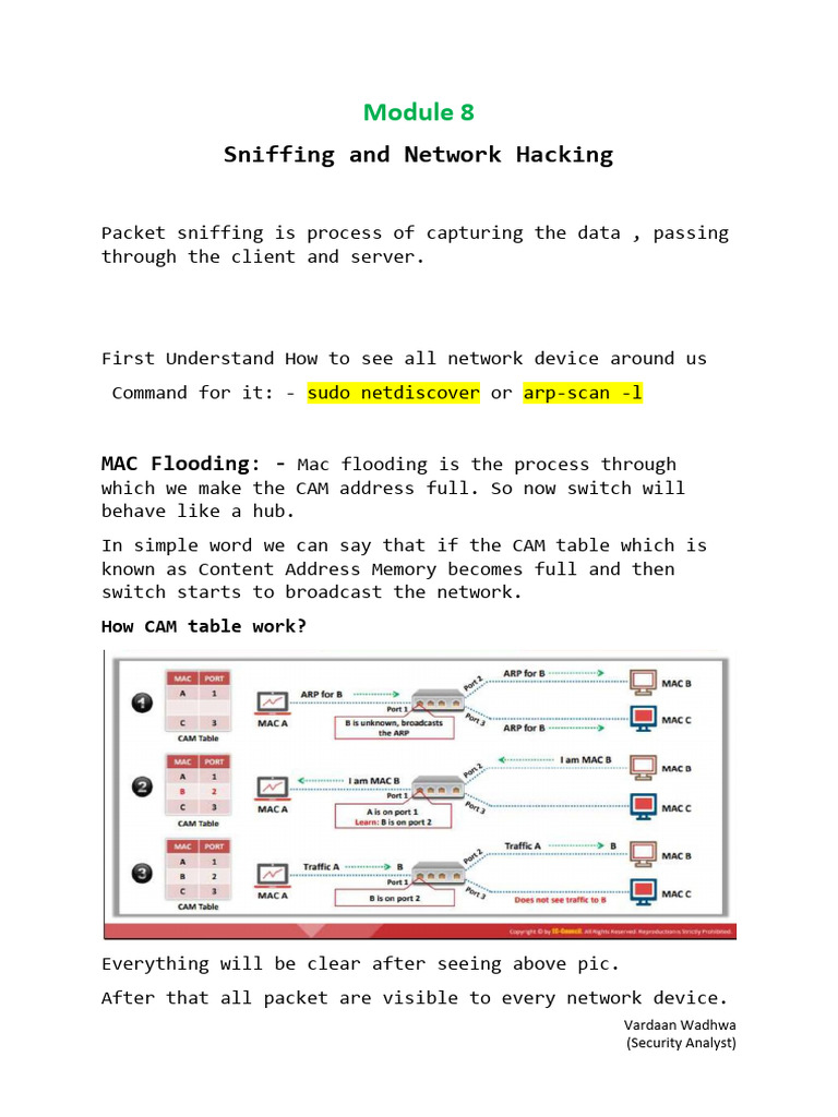 Vardaan-Ceh Module 8 Sniffing | PDF | Teaching Methods & Materials | Computers