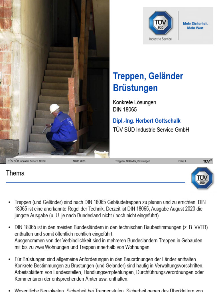 Treppen Din 18065 Gelaender Bruestungen Aug 2020 | PDF