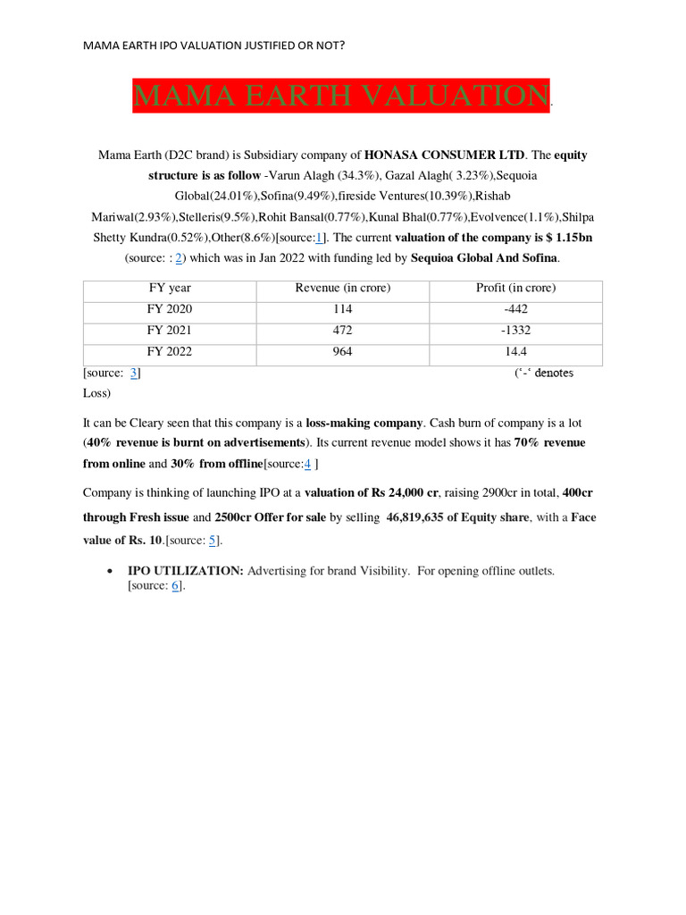 Mama Earth Final ppt | PDF | Valuation (Finance) | Corporations