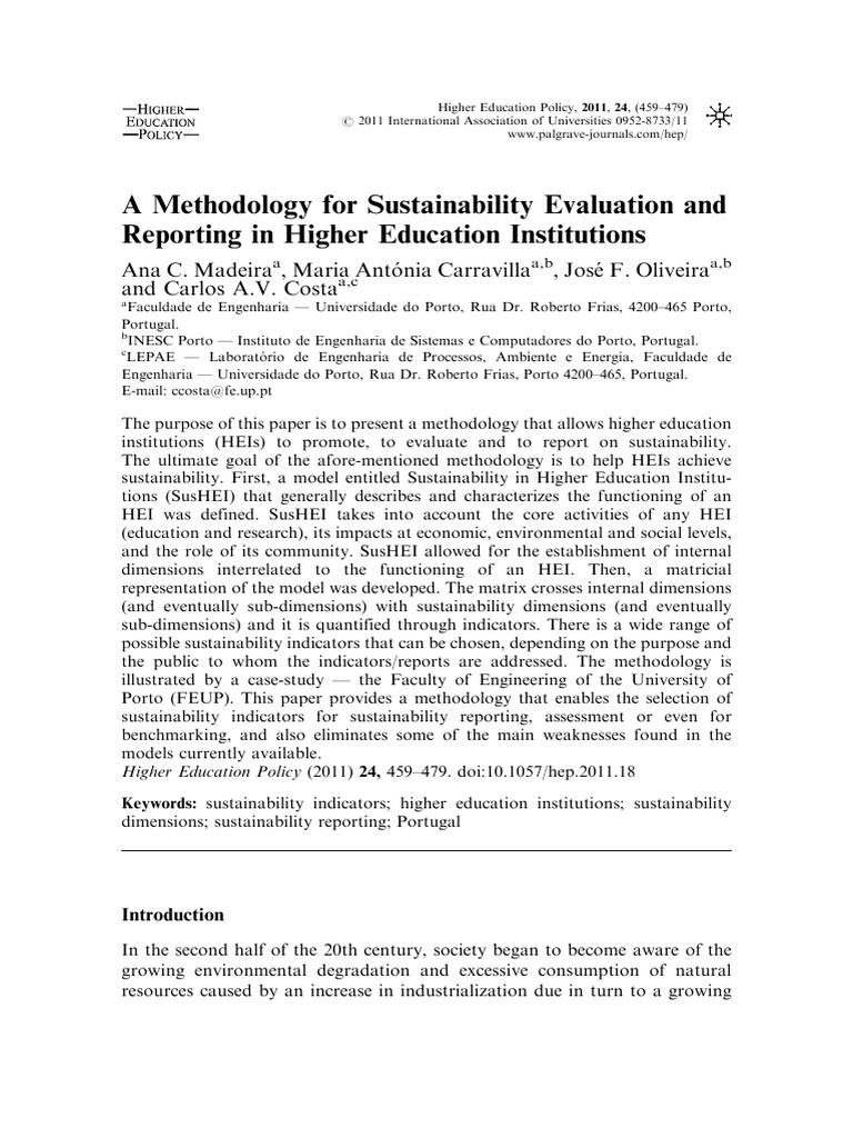 A Methodology For Sustainability Evaluation | PDF