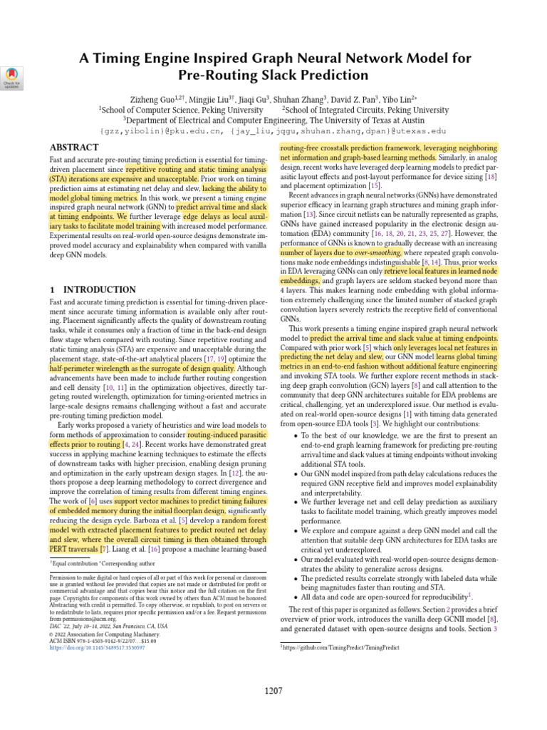 2022 DAC - A Timing Engine Inspired Graph Neural Network Model For Pre-Routing Slack Prediction ...