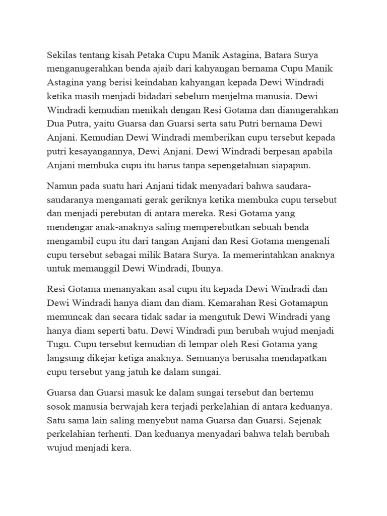 Sekilas Tentang Kisah Petaka Cupu Manik Astagina | PDF