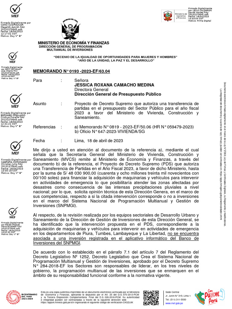 Memorando 0193 2023 HR 059479 2023 PDS MVCS-RRR | PDF