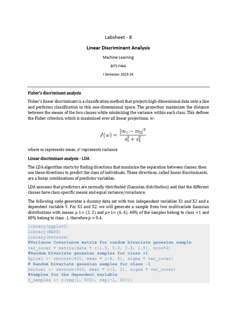 ML Lab 8 - LDA | PDF | Probability | Data Analysis