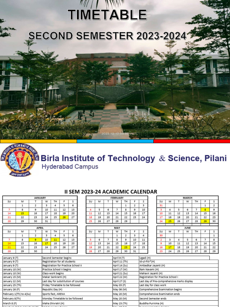 Timetable Ii Semester 2023 - 24 | PDF | Academic Term | Academia