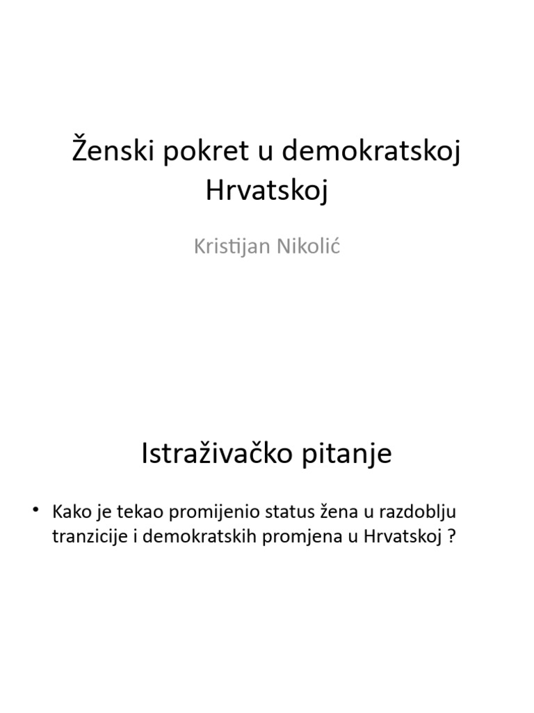 Zenski pokreti u Hrvatskoj Kristijan Nikolić | PDF