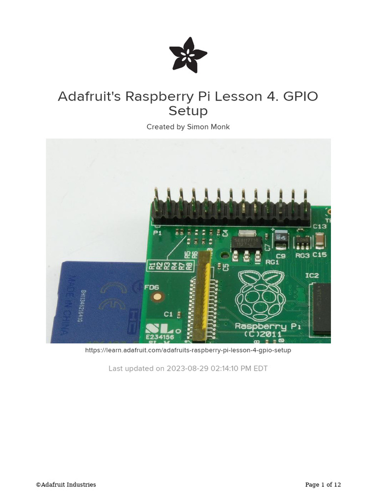 Adafruits Raspberry Pi Lesson 4 Gpio Setup | PDF | Raspberry Pi | Software
