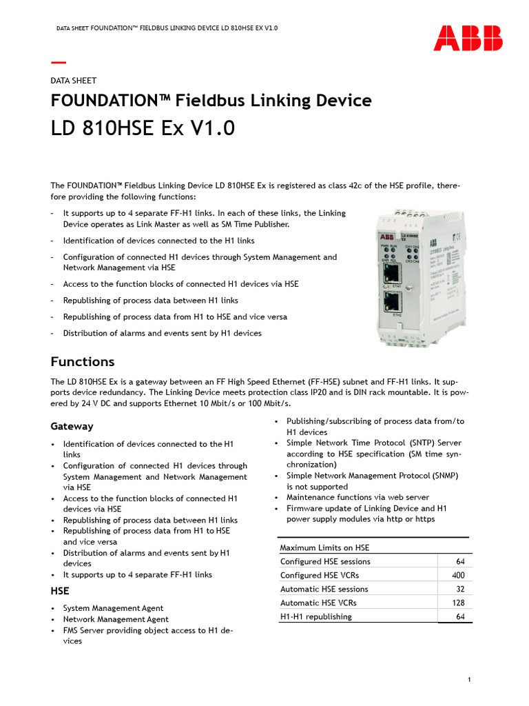 2PAA118718 A en LD 810HSE Ex Datasheet | PDF | Computer Network | Computing