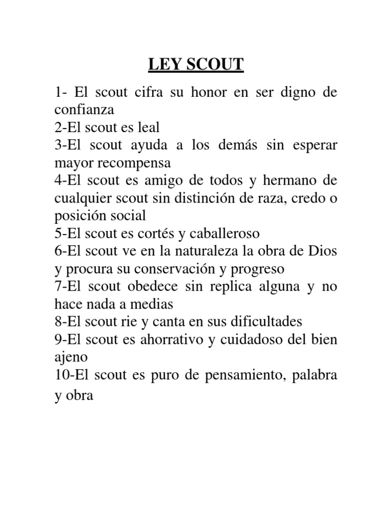 Ley Scout | PDF | Exploración | Movimientos juveniles