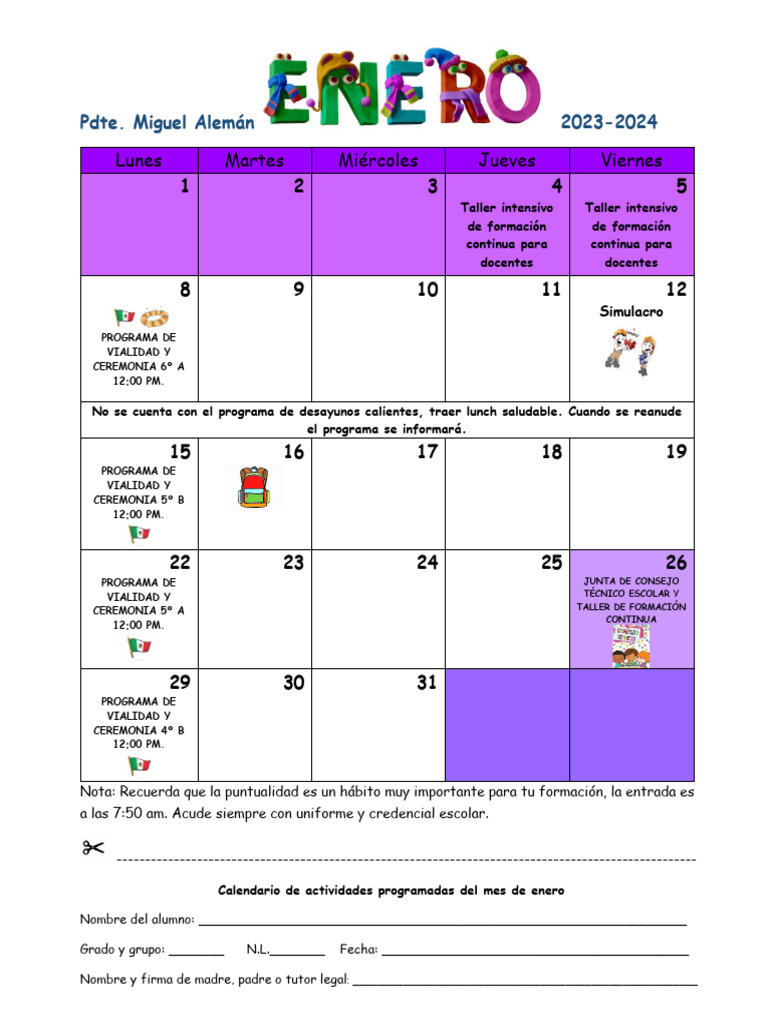 Calendario de Enero | PDF