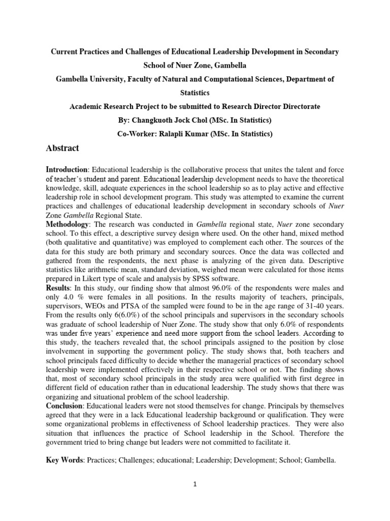 Current Practices and Challenges of Educational Leadership Development ...