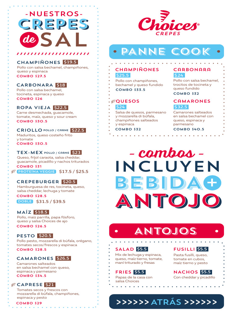 Menú Choices | PDF | pesto | Queso Mozzarella