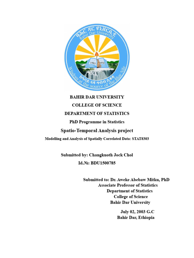 Spatio Temporal Analysis Project Modelling And Analysis Of Spatially