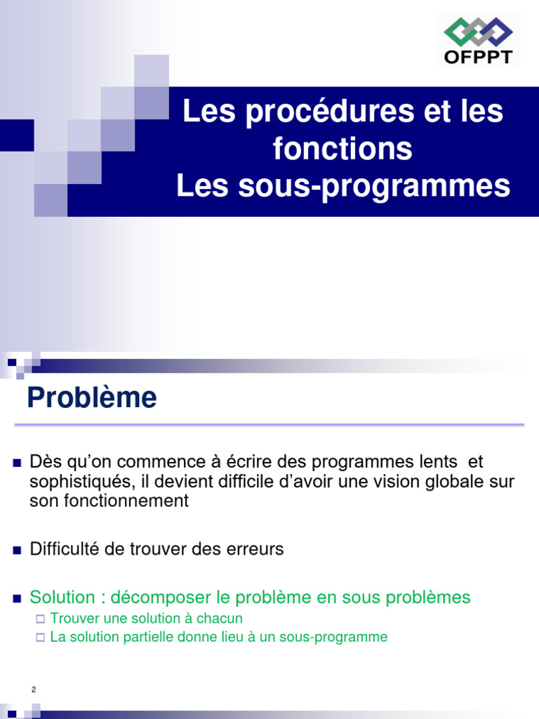 Les Procédures & Les Fonctions STG | PDF