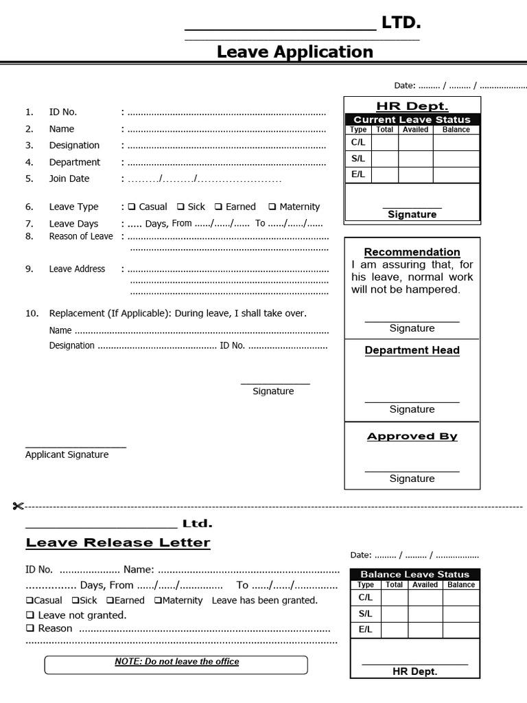 Leave Application Form | PDF