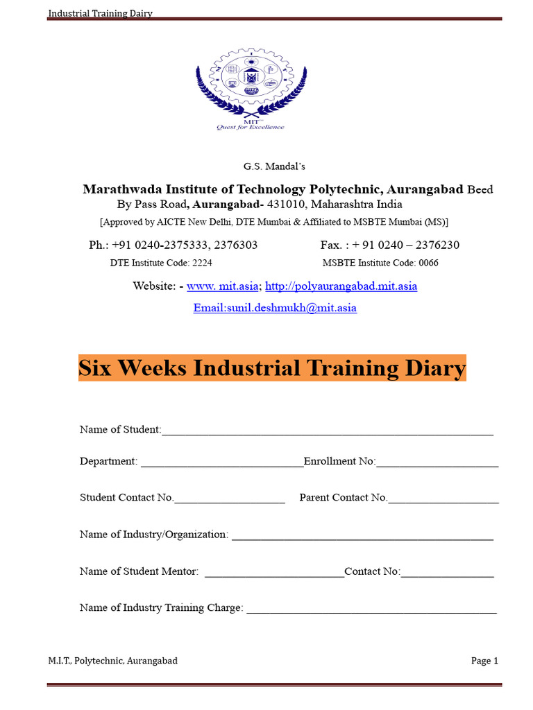 Industry Training Diary-1 | PDF | Business