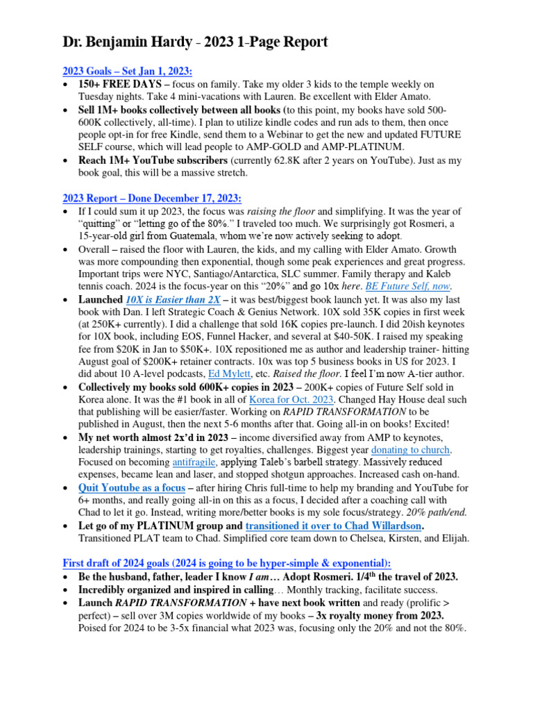 2023 1-Page Report - Hardy | PDF | Career & Growth | Self-Improvement