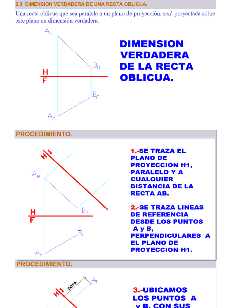 Dimension Verdadera de Una Recta Oblicua | PDF
